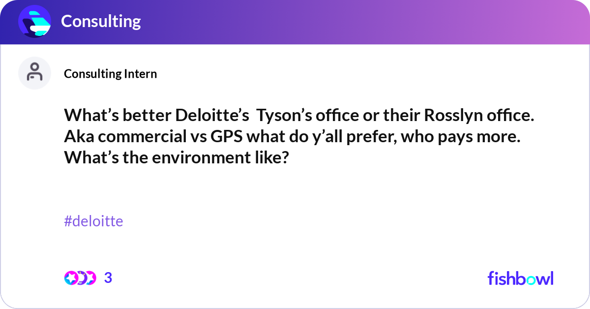 What’s better Deloitte’s Tyson’s office or their ... | Fishbowl