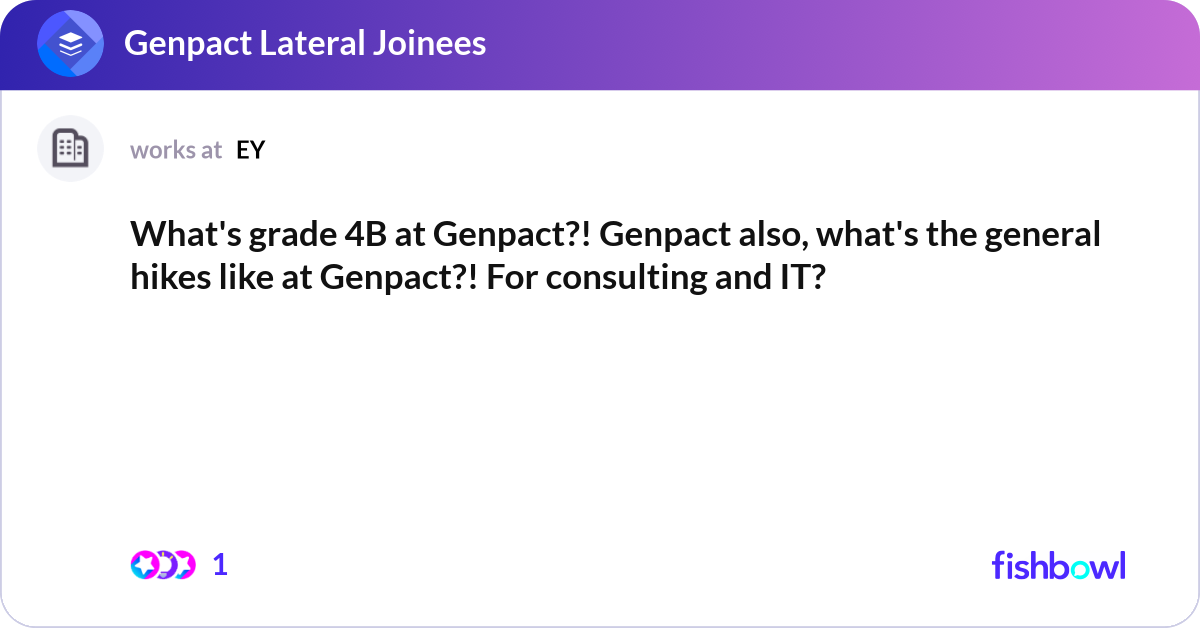 What's grade 4B at Genpact?! Genpact also, what's ... | Fishbowl