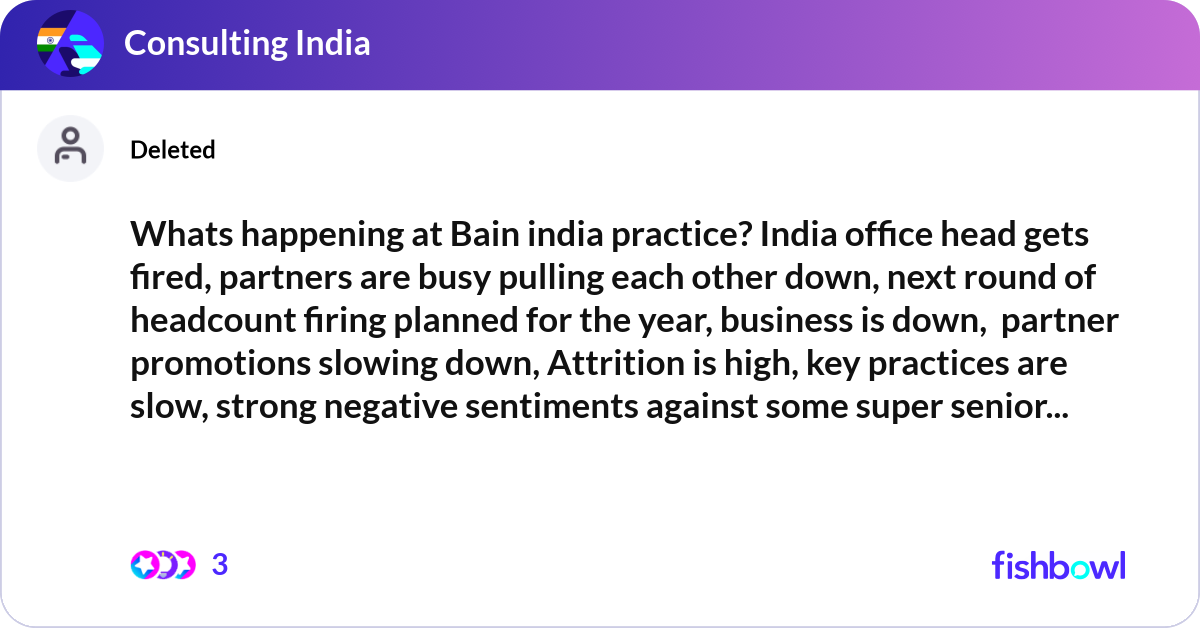 Whats happening at Bain india practice? India offi... | Fishbowl