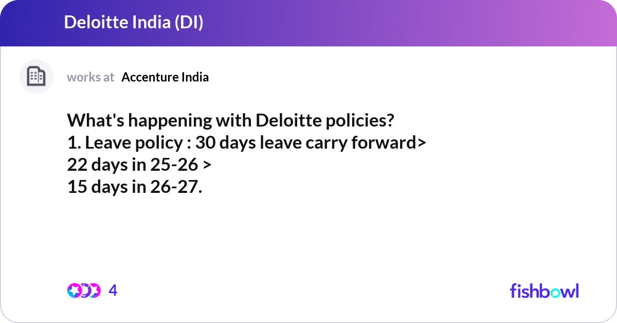 What's happening with Deloitte policies? 1. Leave ... | Fishbowl