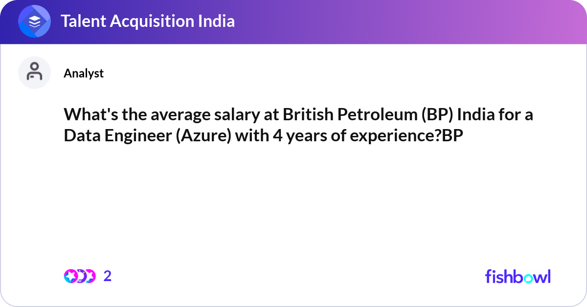 What's the average salary at British Petroleum (BP... | Fishbowl