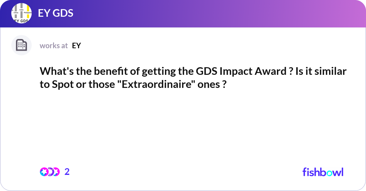 What's the benefit of getting the GDS Impact Award... | Fishbowl