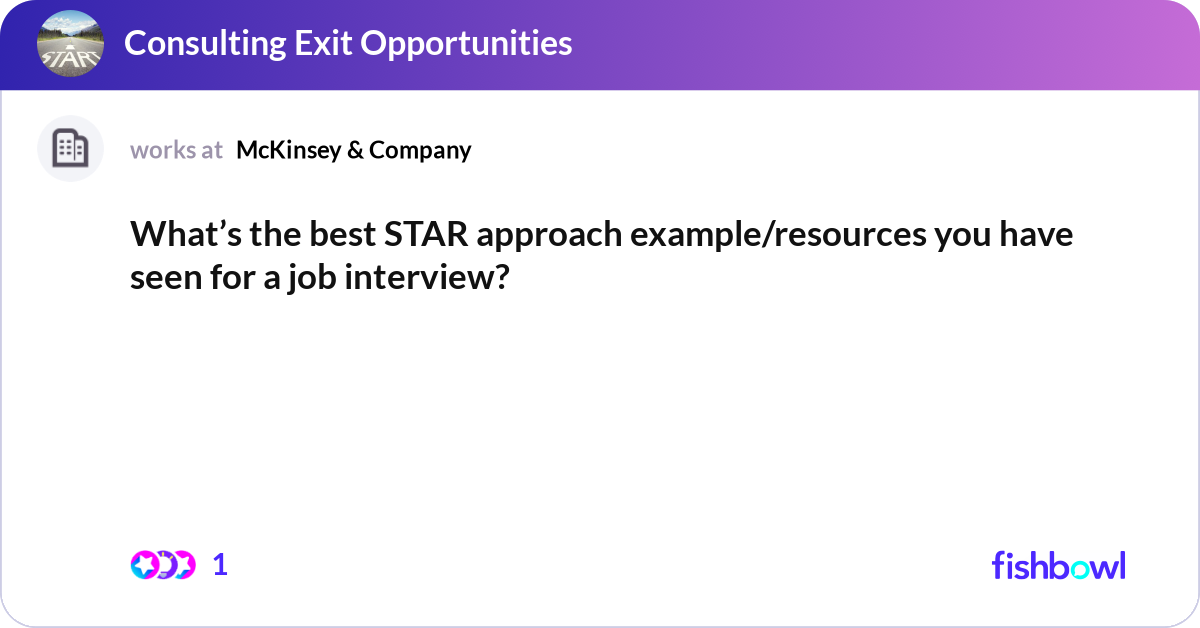 What’s the best STAR approach example/resources yo... | Fishbowl