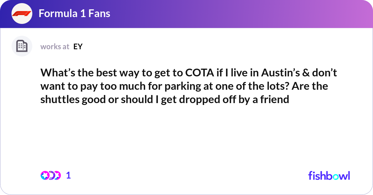 What’s the best way to get to COTA if I live in Au... | Fishbowl