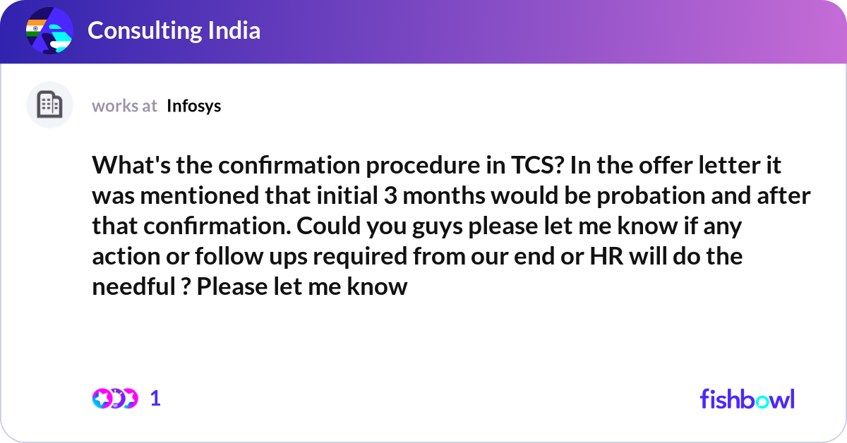 What's the confirmation procedure in TCS? In the o... | Fishbowl