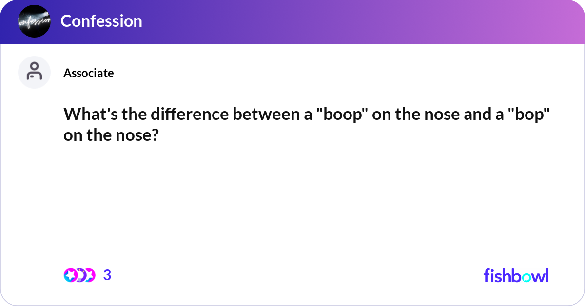 What's the difference between a "boop" on the nose... | Fishbowl