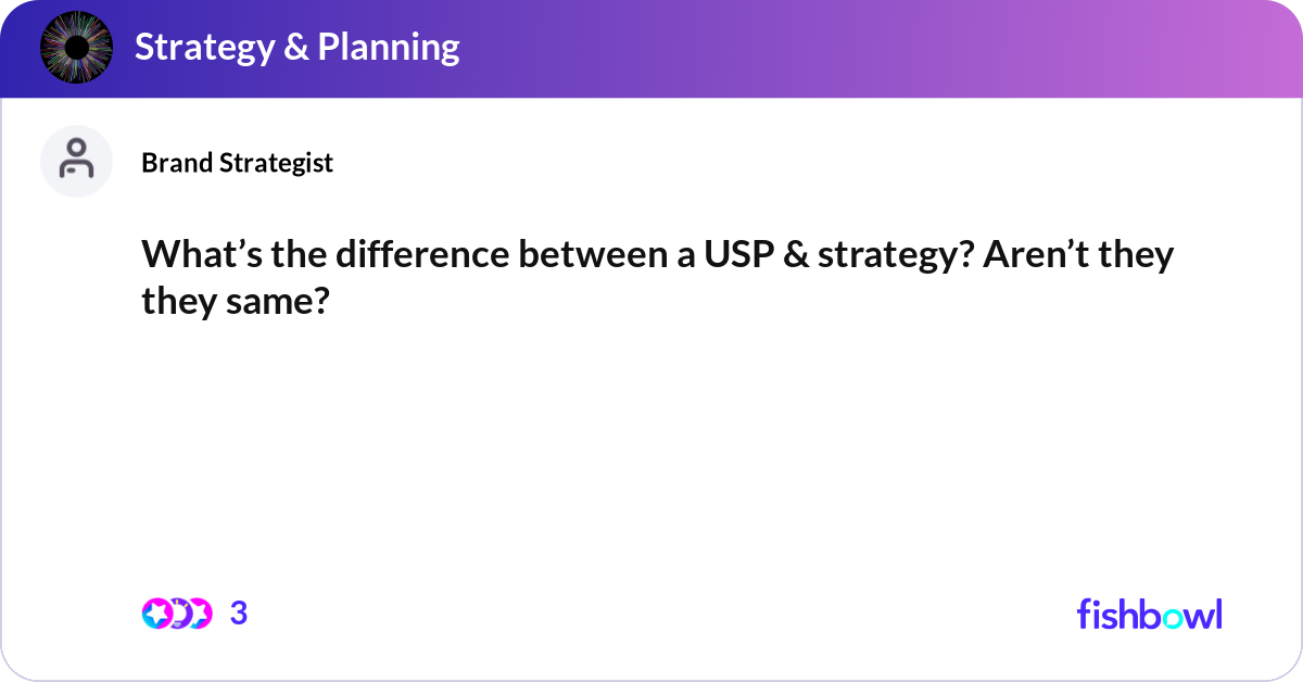 What’s the difference between a USP & strategy? Ar... | Fishbowl