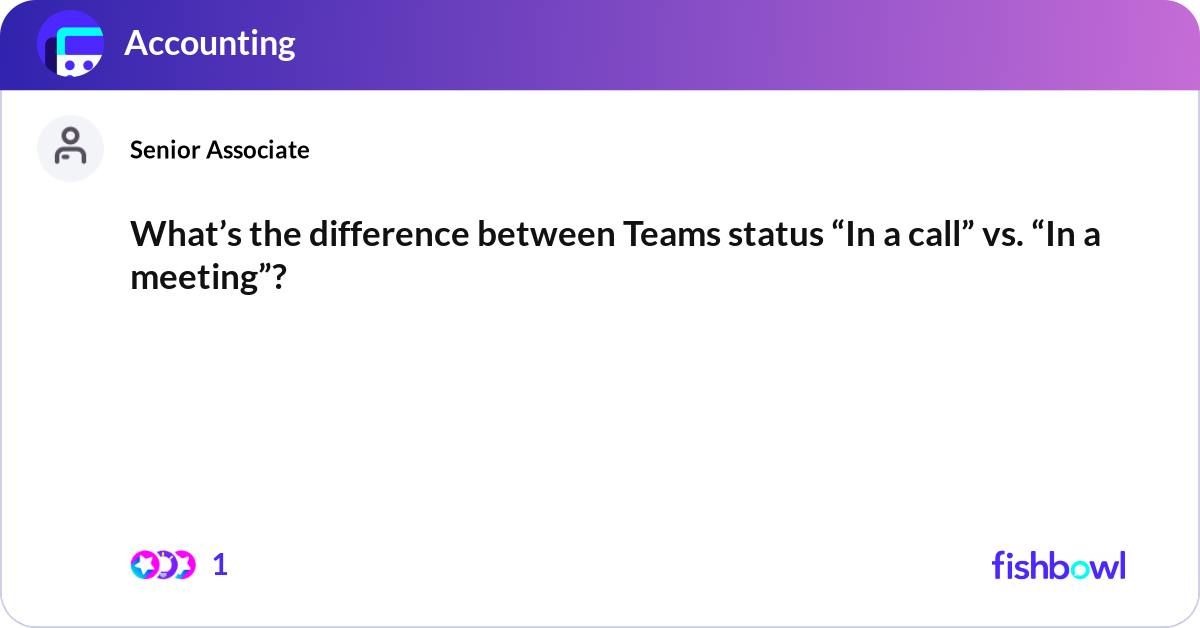 What’s the difference between Teams status “In a c... | Fishbowl