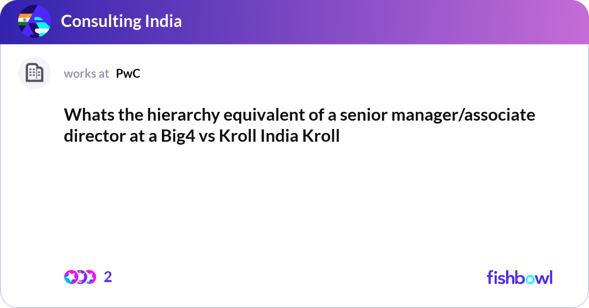 Whats the hierarchy equivalent of a senior manager... | Fishbowl