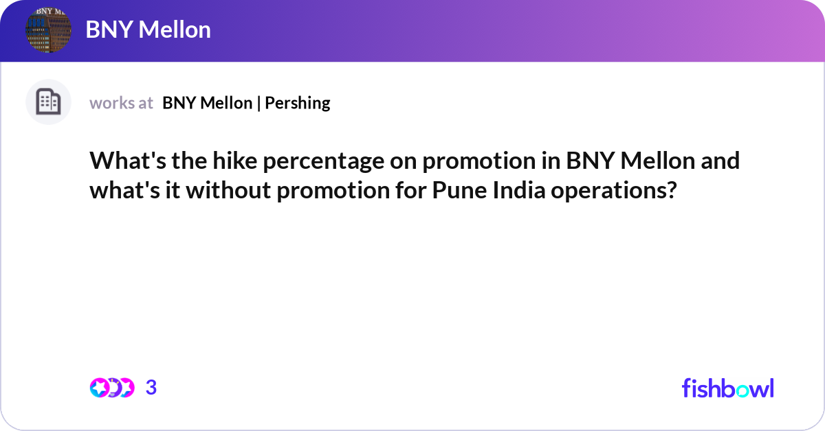 What's the hike percentage on promotion in BNY Mel... | Fishbowl