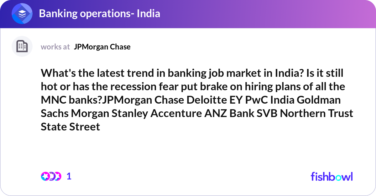 What's the latest trend in banking job market in I... | Fishbowl