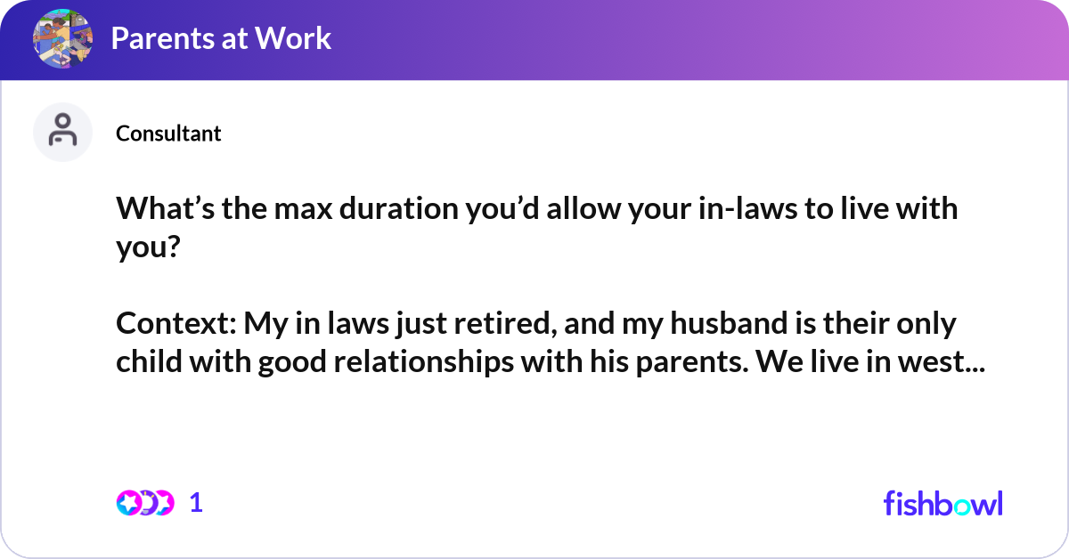 What’s the max duration you’d allow your in-laws t... | Fishbowl
