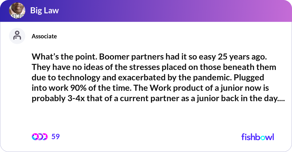 What’s the point. Boomer partners had it so easy 2... | Fishbowl