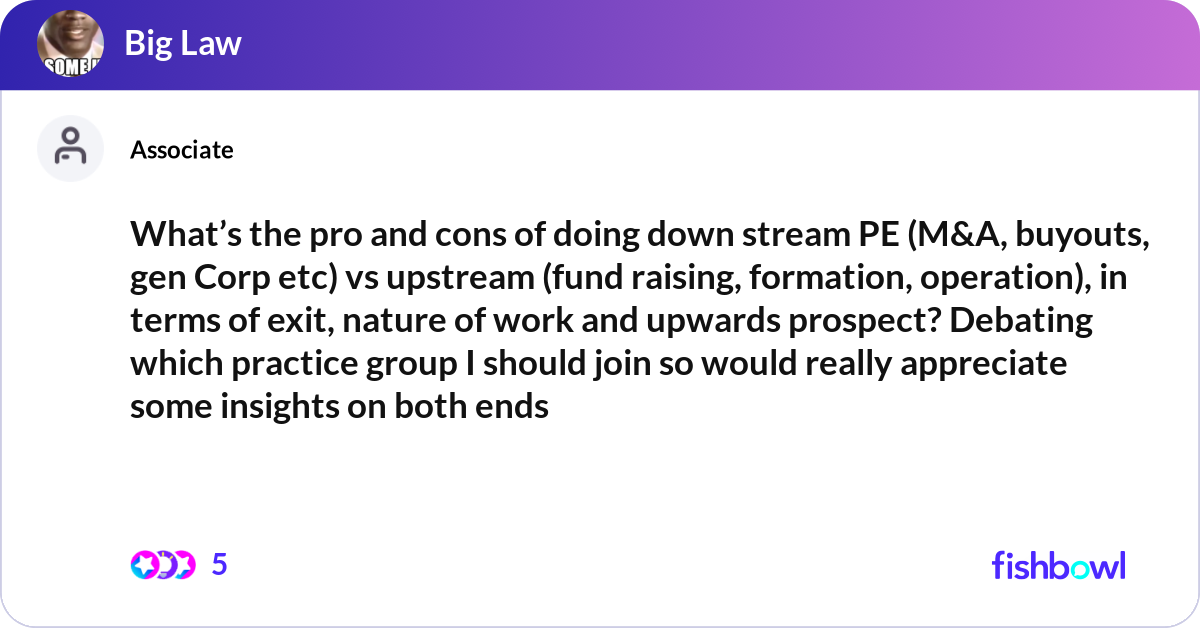 What’s the pro and cons of doing down stream PE (M... | Fishbowl