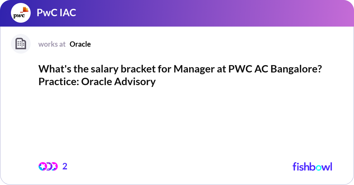 What's the salary bracket for Manager at PWC AC Ba... | Fishbowl