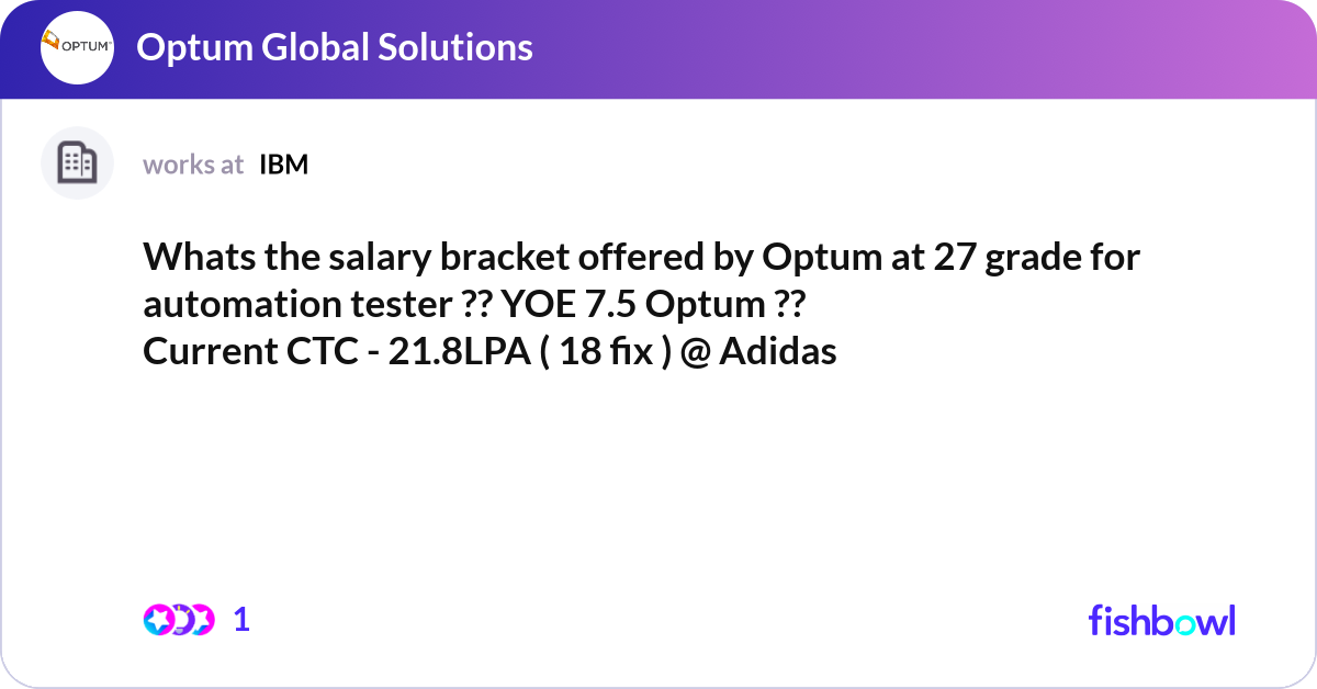 Whats the salary bracket offered by Optum at 27 gr... | Fishbowl