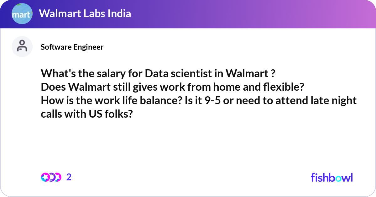 What's the salary for Data scientist in Walmart ? ... | Fishbowl