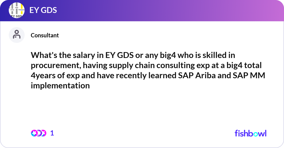 What's the salary in EY GDS or any big4 who is ski... | Fishbowl
