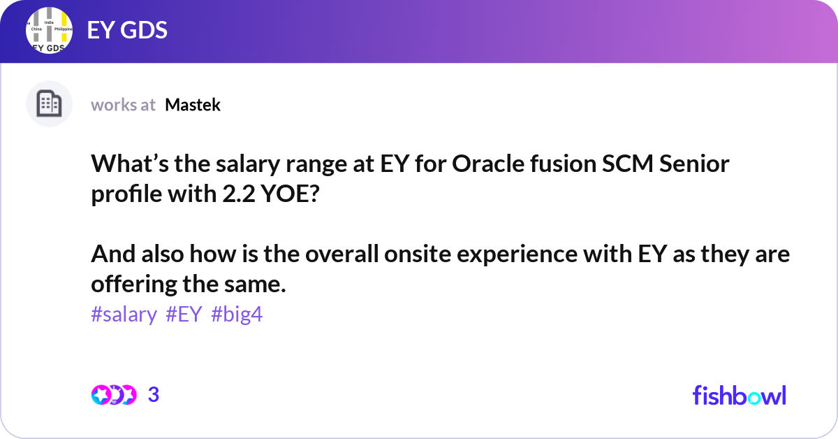 What’s the salary range at EY for Oracle fusion SC... | Fishbowl