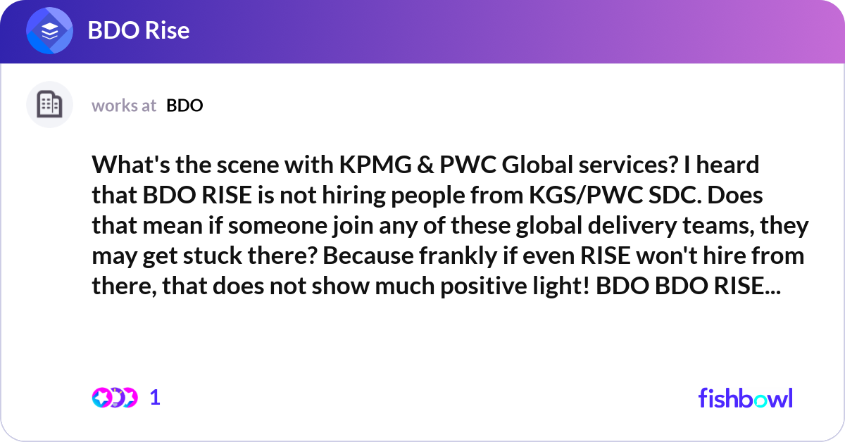 What's the scene with KPMG & PWC Global services? ... | Fishbowl