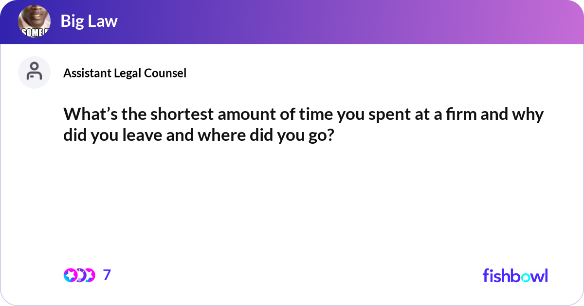 What’s the shortest amount of time you spent at a ... | Fishbowl