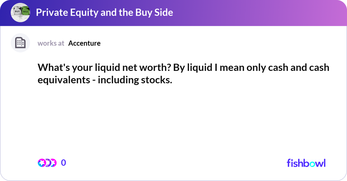What's your liquid net worth? By liquid I mean onl... | Fishbowl
