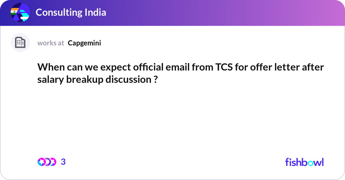 When can we expect official email from TCS for off... | Fishbowl