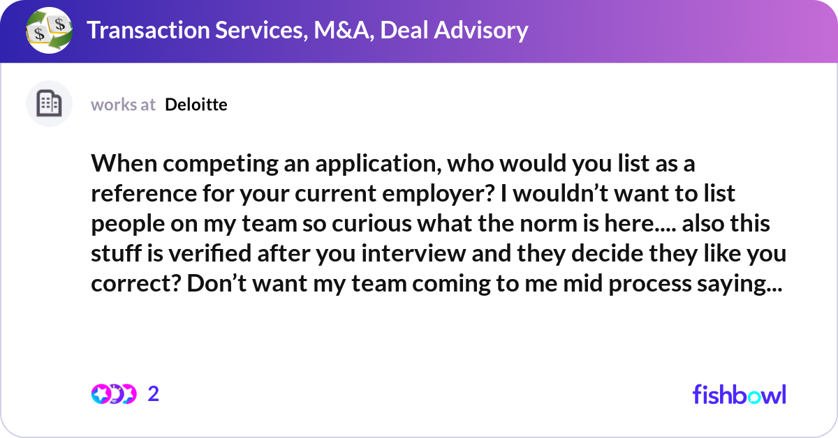 When competing an application, who would you list ... | Fishbowl