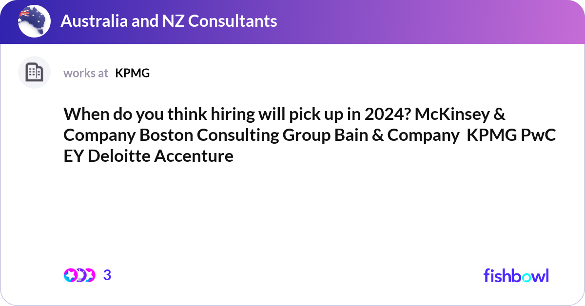 When do you think hiring will pick up in 2024? McK... | Fishbowl