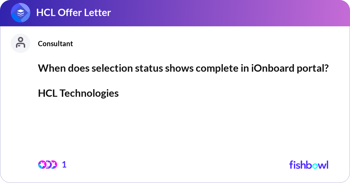 When does selection status shows complete in iOnbo... | Fishbowl