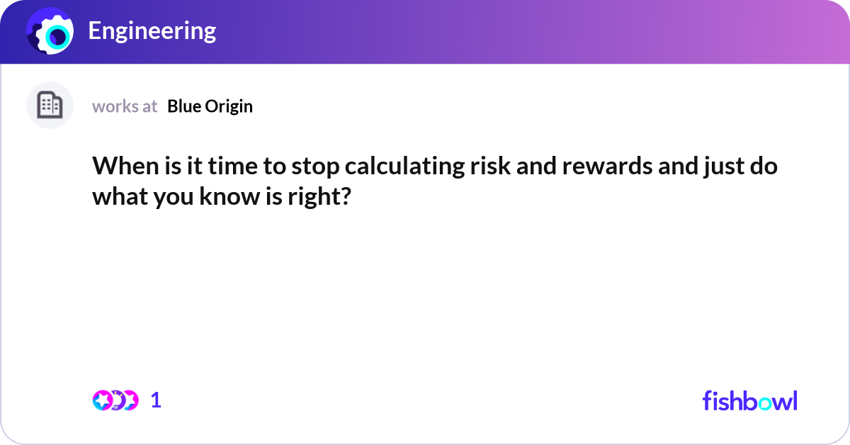 When is it time to stop calculating risk and rewar... | Fishbowl
