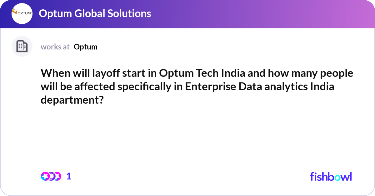 When will layoff start in Optum Tech India and how... | Fishbowl