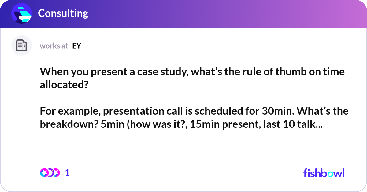 When you present a case study, what’s the rule of ... | Fishbowl