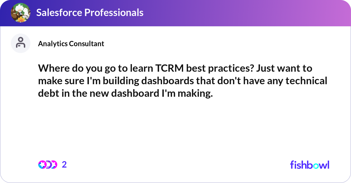Where do you go to learn TCRM best practices? Just... | Fishbowl