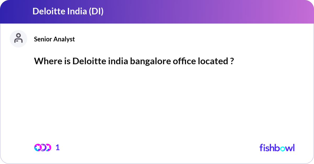 Where is Deloitte india bangalore office located ?... | Fishbowl