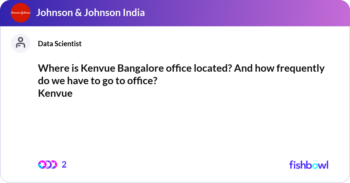 Where is Kenvue Bangalore office located? And how ... | Fishbowl