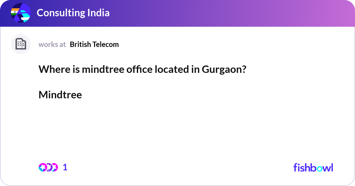 Where is mindtree office located in Gurgaon? Mind... | Fishbowl