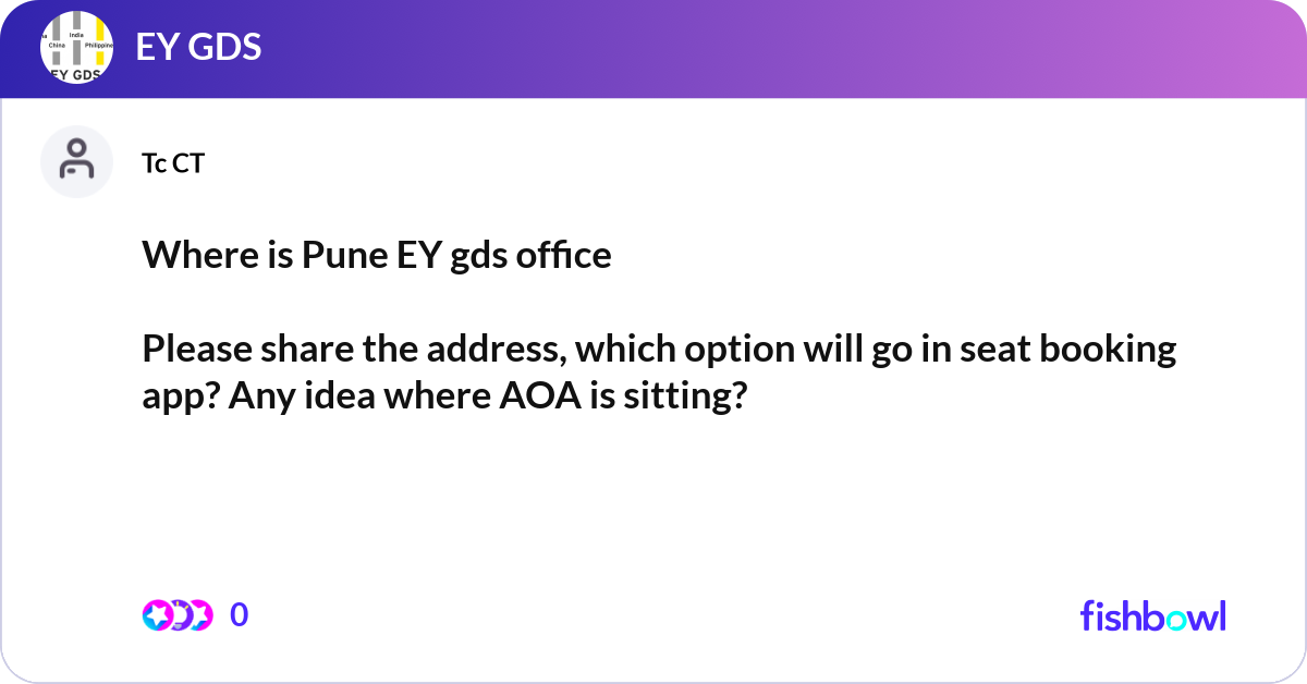 Where is Pune EY gds office Please share the addr... | Fishbowl