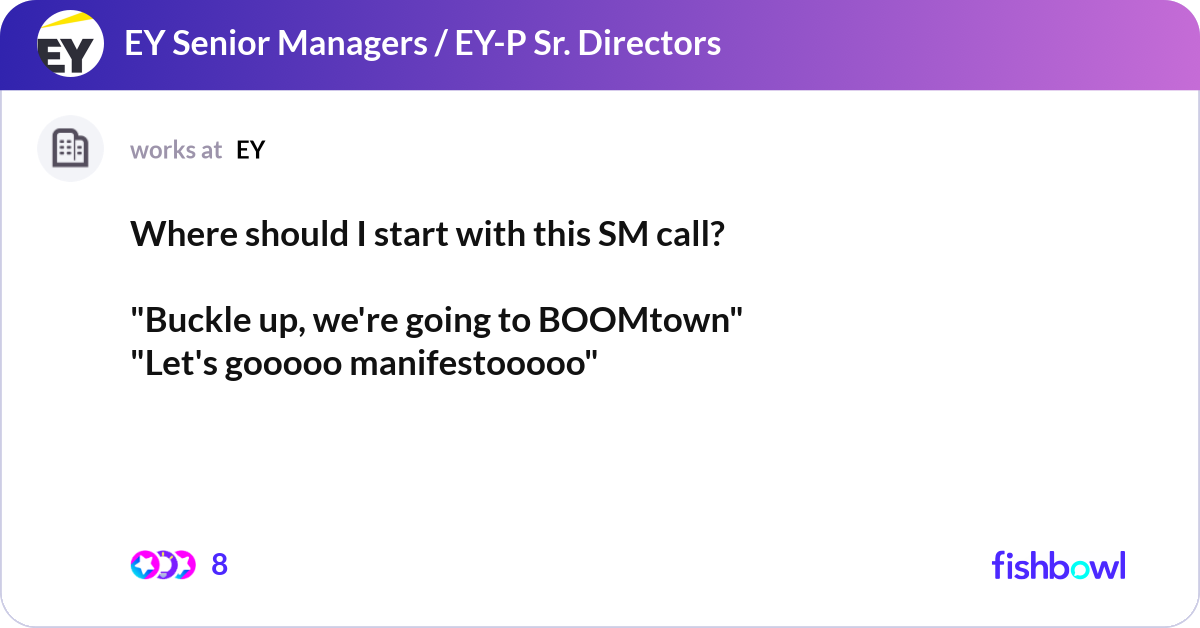 Where should I start with this SM call? "Buckle ... | Fishbowl
