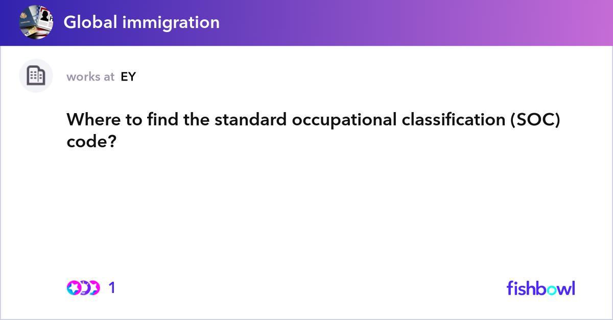 Where to find the standard occupational classifica... | Fishbowl