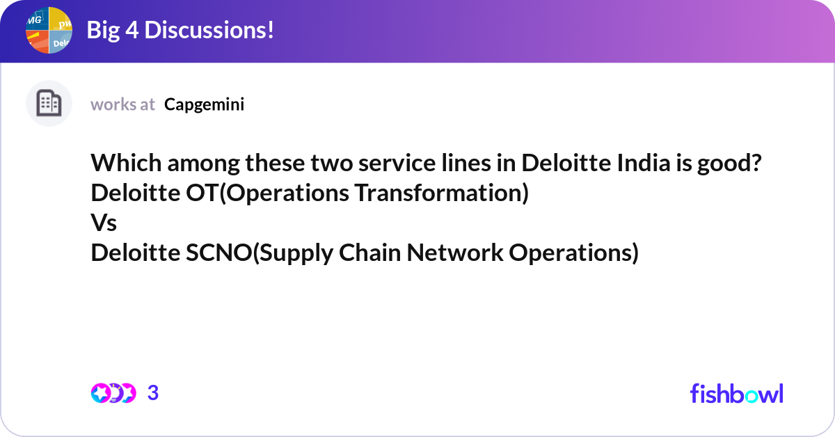 Which among these two service lines in Deloitte In... | Fishbowl
