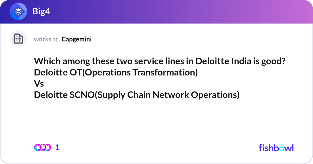Which among these two service lines in Deloitte In... | Fishbowl