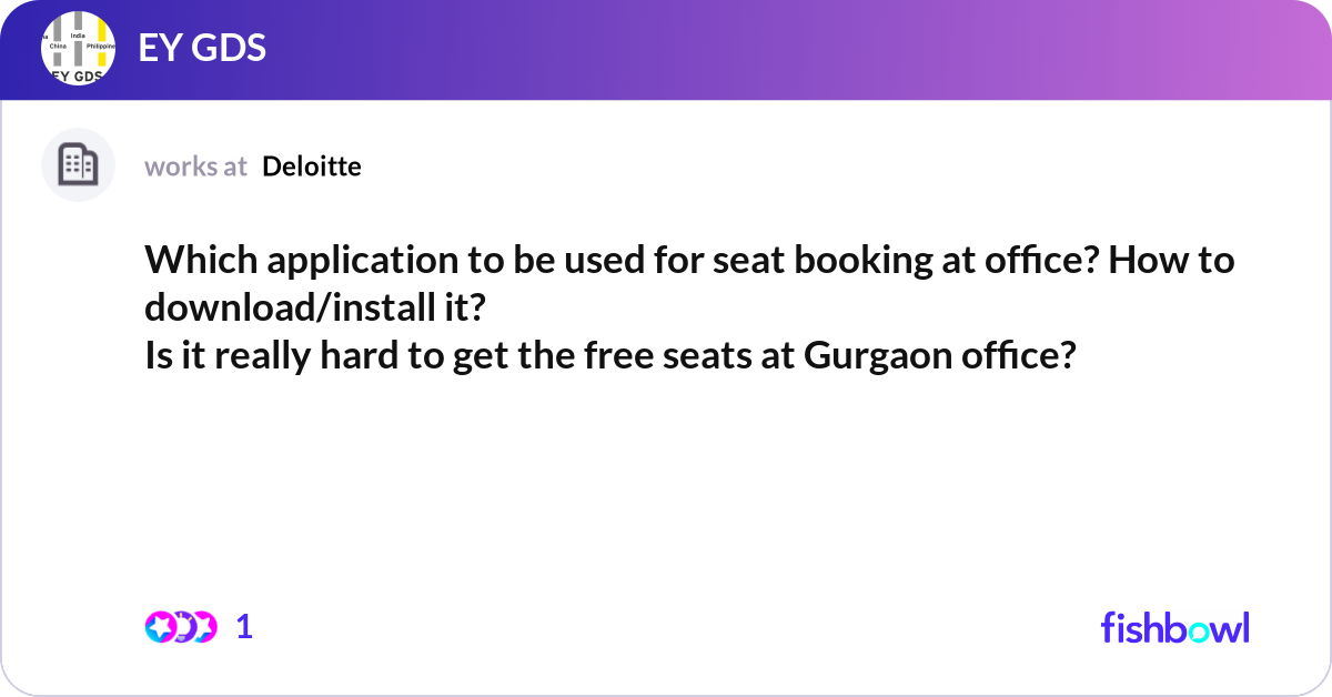 Which application to be used for seat booking at o... | Fishbowl