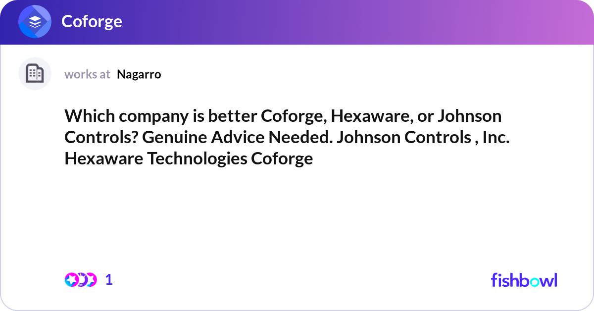 Which company is better Coforge, Hexaware, or John... | Fishbowl