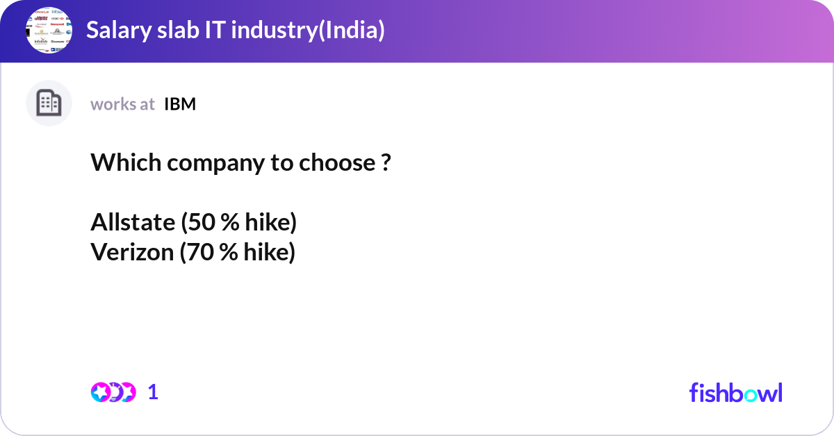 Which company to choose ? Allstate (50 % hike) Ve... | Fishbowl