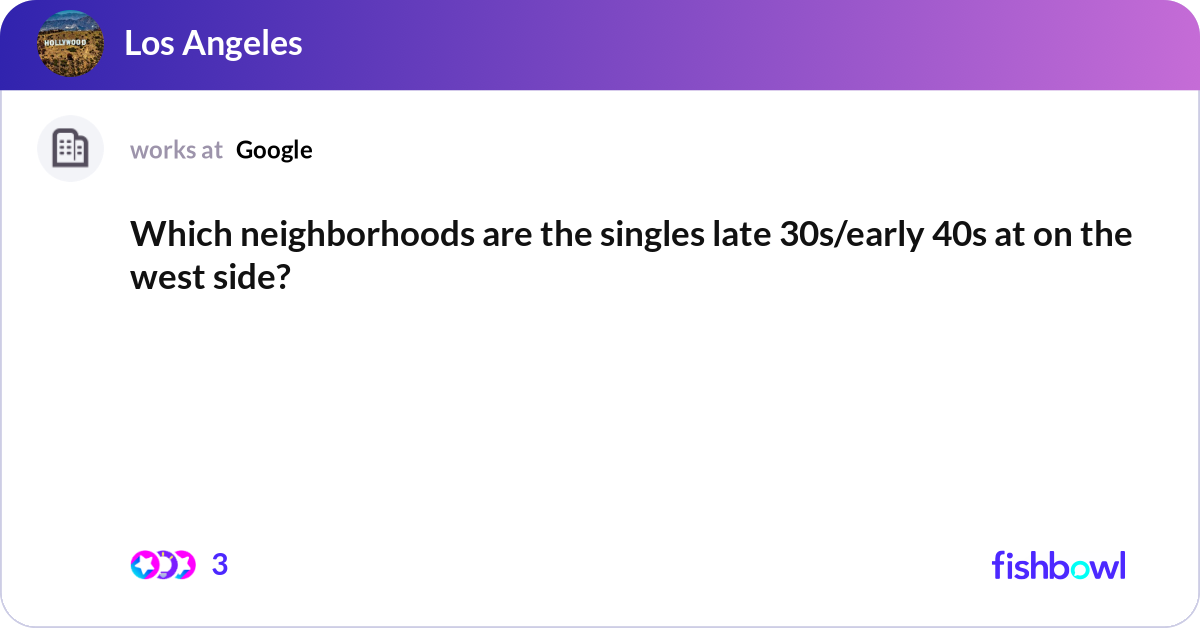 Which neighborhoods are the singles late 30s/early... | Fishbowl