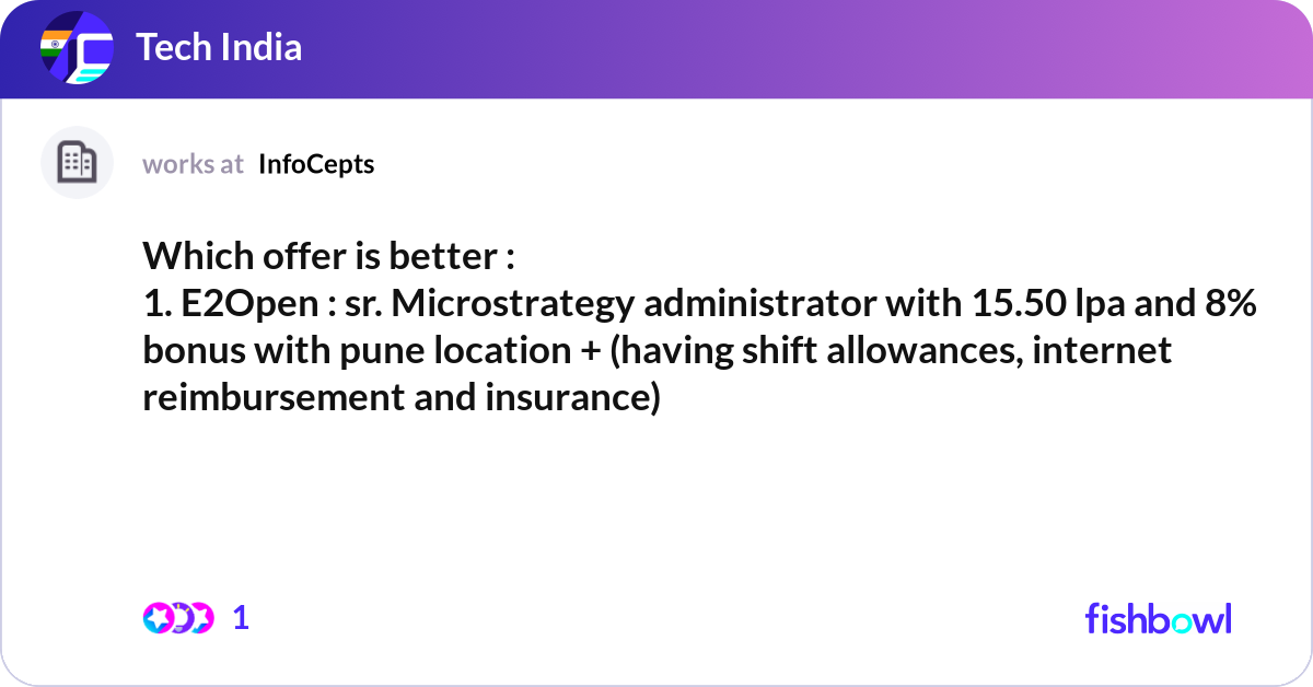 Which offer is better : 1. E2Open : sr. Microstrat... | Fishbowl