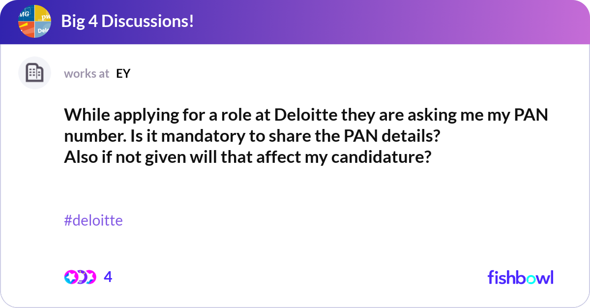 While applying for a role at Deloitte they are ask... | Fishbowl