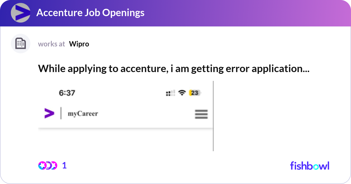 While applying to accenture, i am getting error ap... | Fishbowl