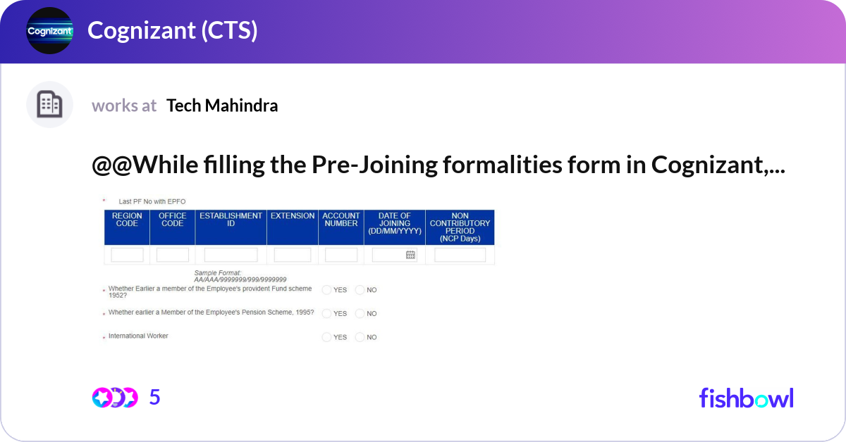 @@While filling the Pre-Joining formalities form i... | Fishbowl